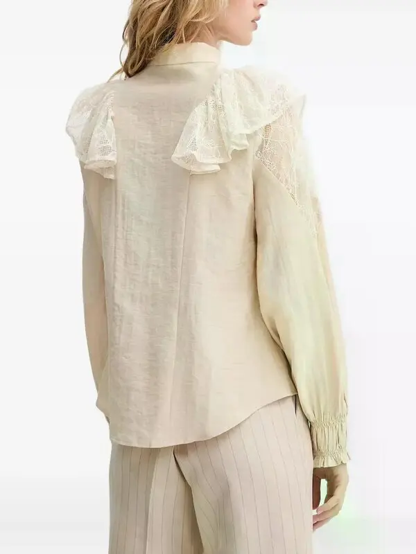 BRUUNS BAZAAR Lace-trimmed Ruffled Blouse