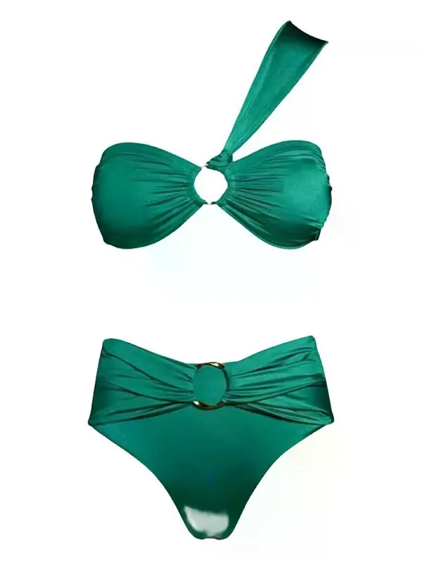SOFIA ERHAN Ring-detail One-shoulder Bikini - Green