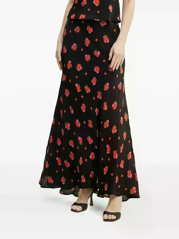 Bardot Floral Print Flared Midi Skirt