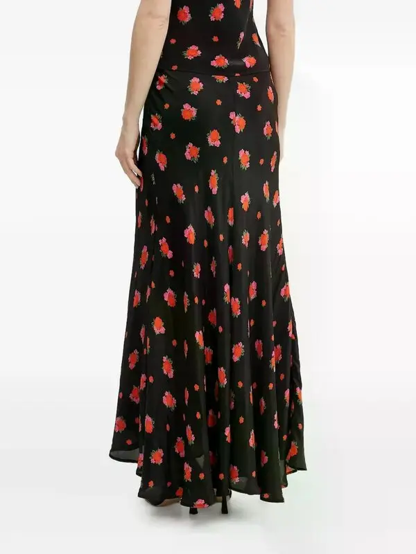 Bardot Floral Print Flared Midi Skirt