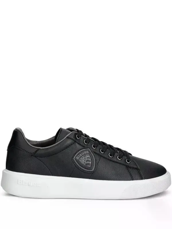 BLAUER. Leather Sneakers With Logo Patch - Black