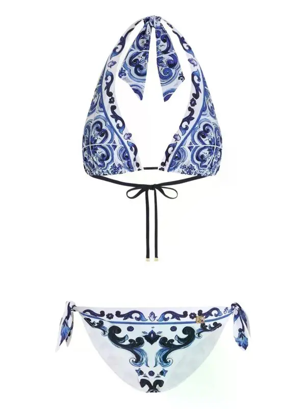 Dolce & Gabbana Majolica-print Bikini - Blue
