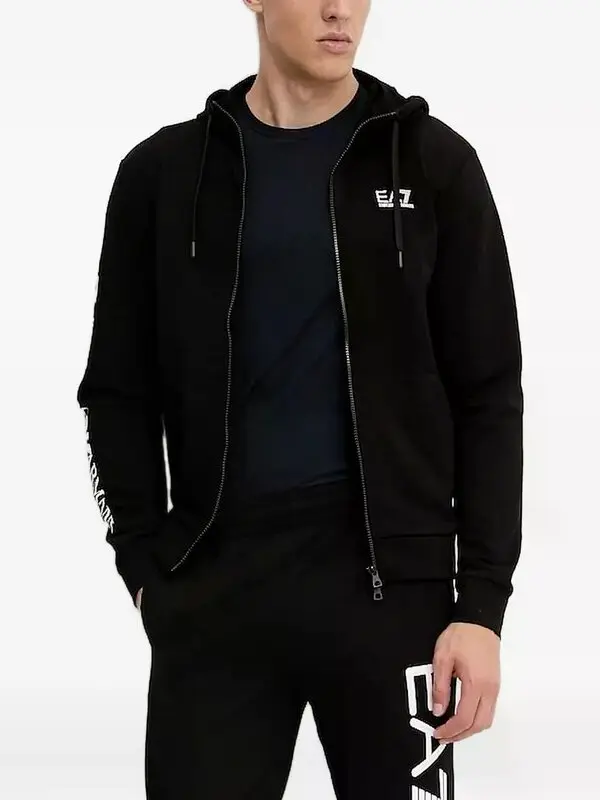 EA7 Logo-detail Zip-up Hoodie