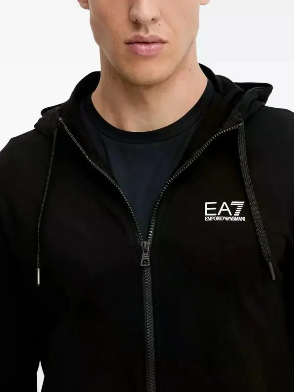EA7 Logo-detail Zip-up Hoodie