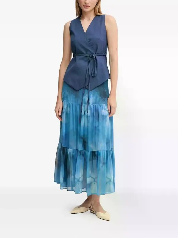 SANDRO FERRONE Pleated Tiered Midi Skirt