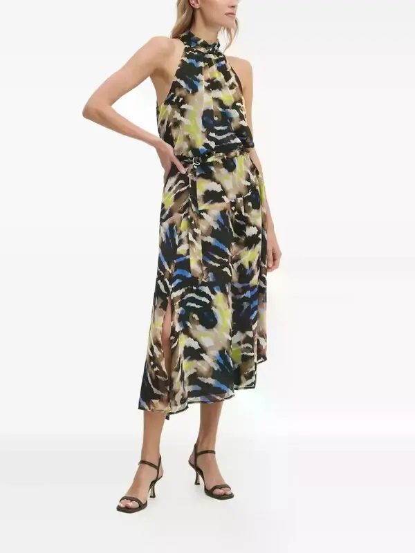 Dkny High-neck Abstract-print Dress