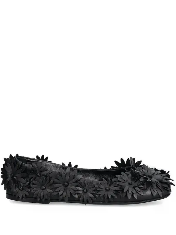 Agl Leather Ballerina Flats With Floral Embellishments
