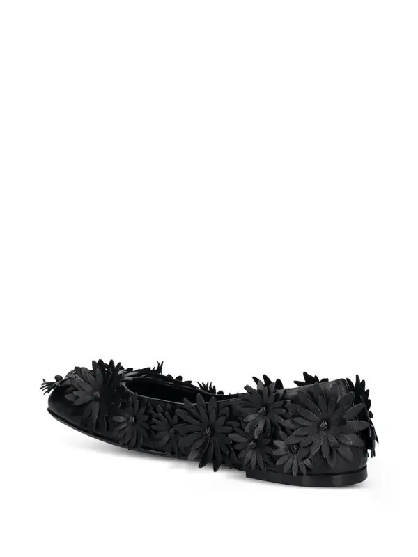Agl Leather Ballerina Flats With Floral Embellishments