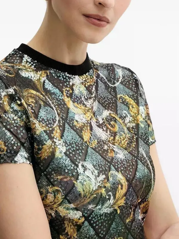 Versace Sequin-embellished Baroque Top