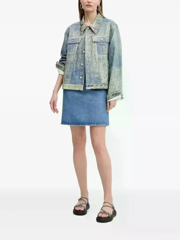 Hugo Embroidered-logo Denim Mini Dress