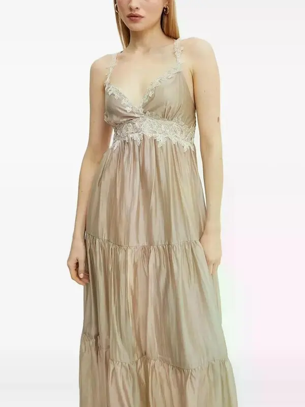 ERMANNO FIRENZE Lace-trimmed Tiered Maxi Dress - Neutrals