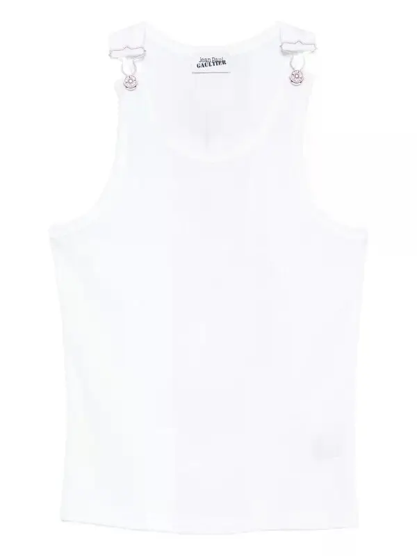 Jean Paul Gaultier Clasp-detail Ribbed Vest - White