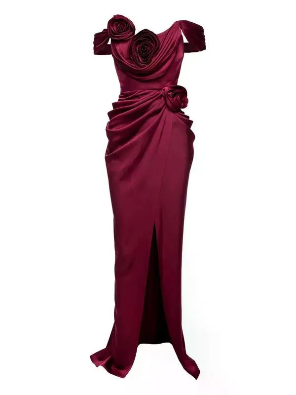 ANA RADU Rose-embellished Maxi Dress - Red