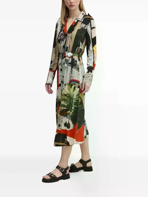 Desigual Belted Print Shirt Dress