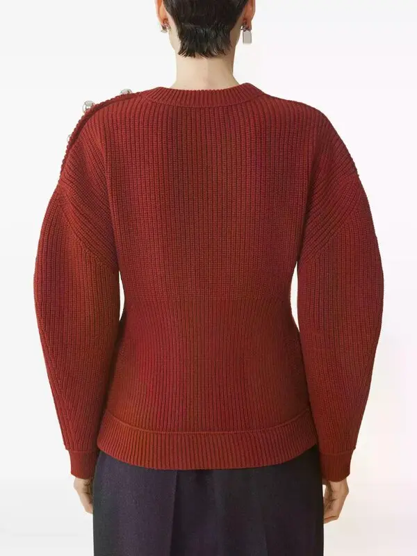 LANVIN Ribbed Knit Sweater With Buttoned Shoulder