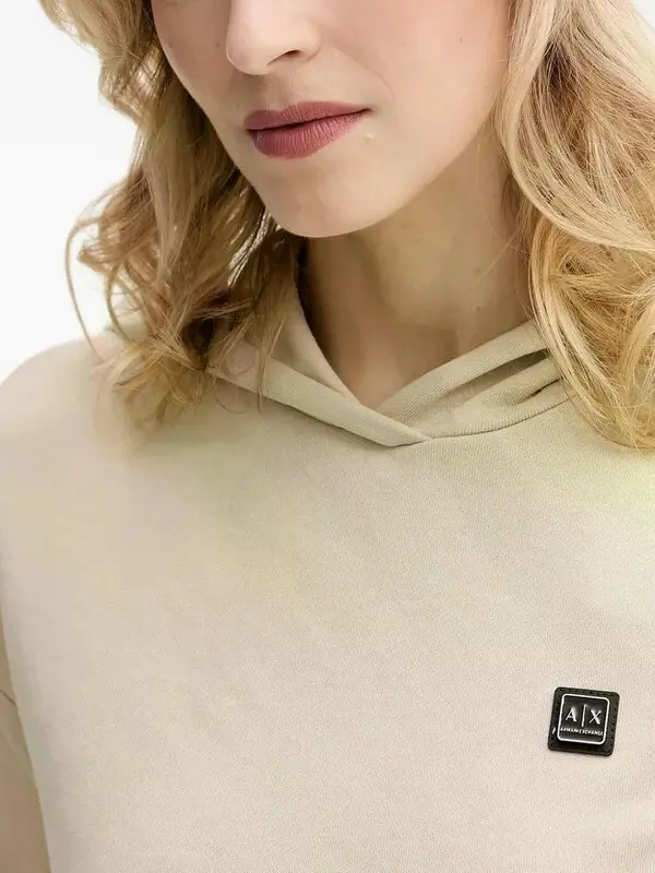 Armani Exchange Drawstring Hoodie With Logo Plaque