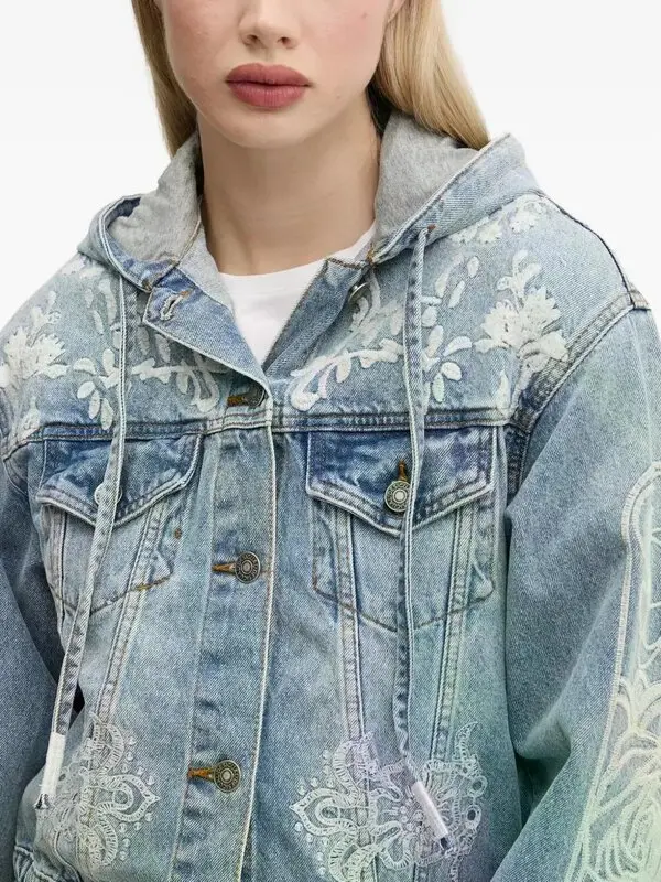 Desigual Embroidered Hooded Denim Jacket