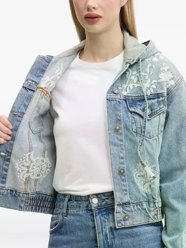 Desigual Embroidered Hooded Denim Jacket