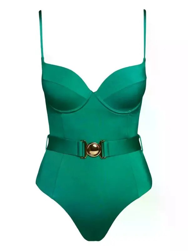SOFIA ERHAN Belted Underwired One-piece Swimsuit - Green