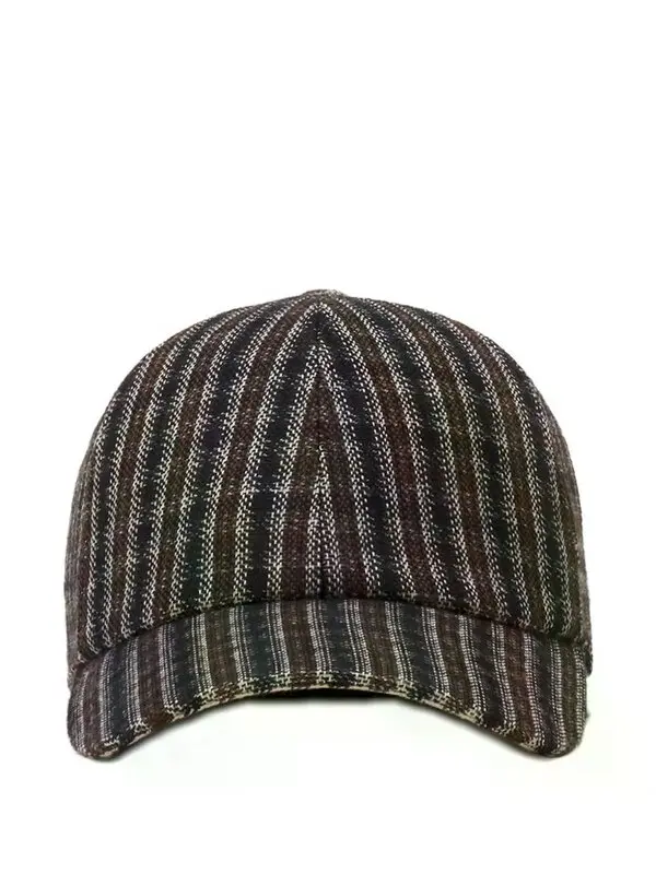 LANVIN Striped Logo-patch Cap - Brown