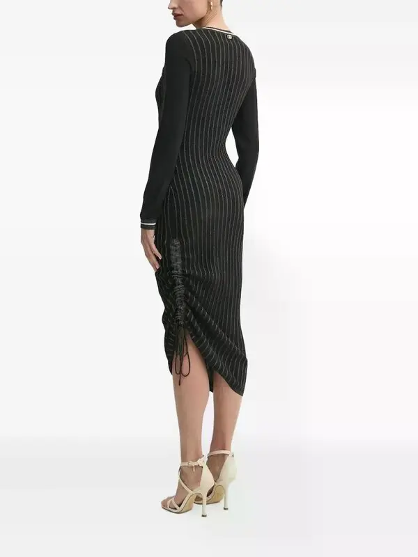Liu Jo Pinstripe Drawstring Midi Dress