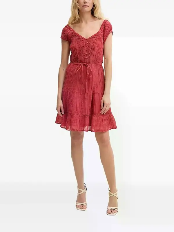 Guess Crochet-trimmed Tie Mini Dress