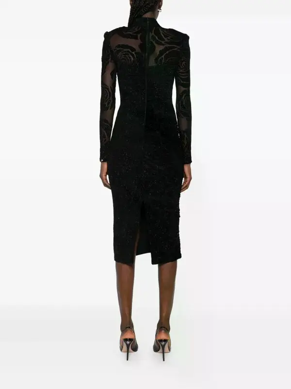 NISSA Rose-print Gathered Midi Dress
