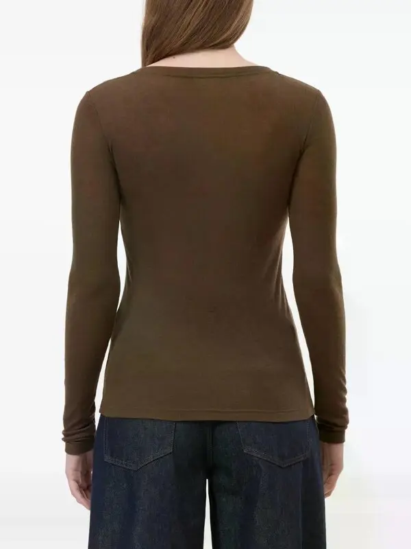 Closed Long-sleeve Henley Top