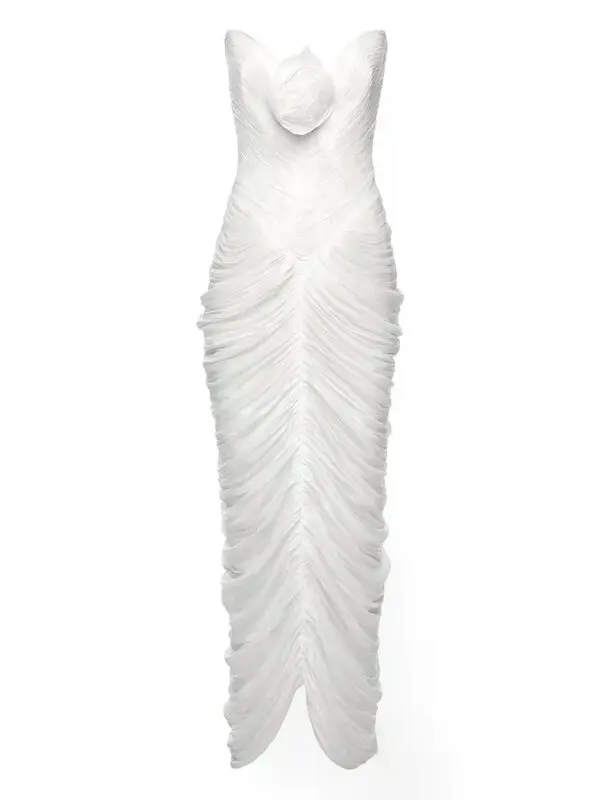 ANA RADU Rose-embellished Draped Maxi Dress