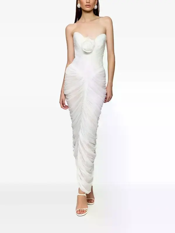 ANA RADU Rose-embellished Draped Maxi Dress