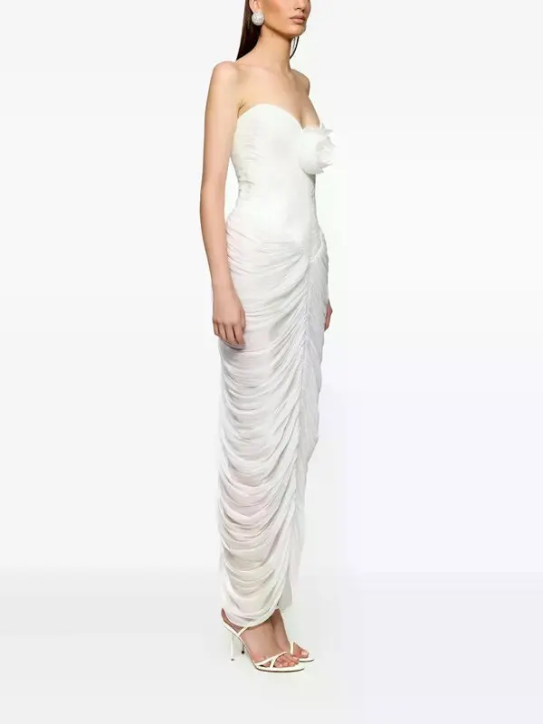 ANA RADU Rose-embellished Draped Maxi Dress