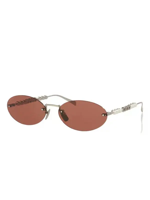 Gucci Pearl-embellished Oval Sunglasses