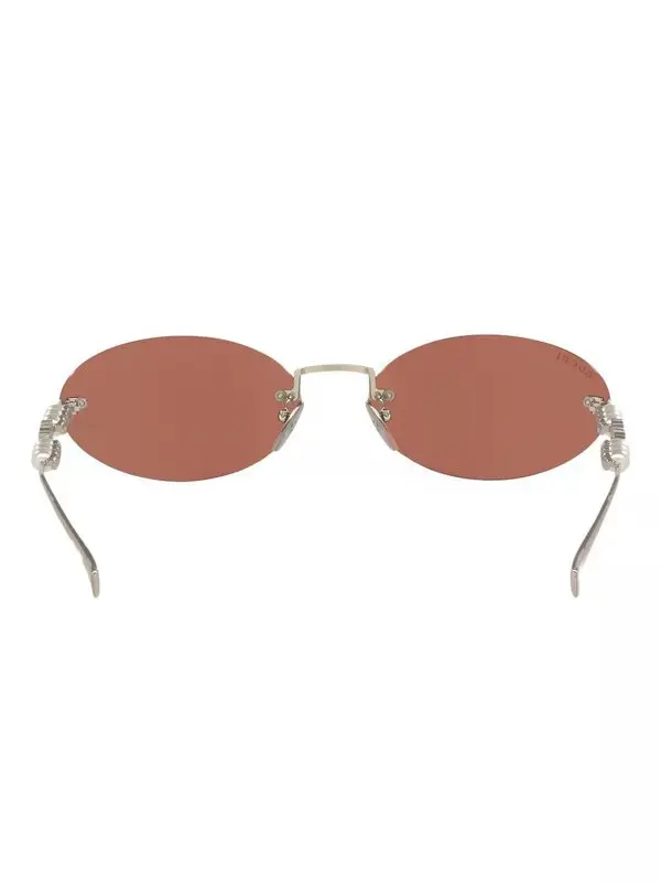 Gucci Pearl-embellished Oval Sunglasses