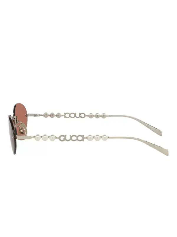 Gucci Pearl-embellished Oval Sunglasses