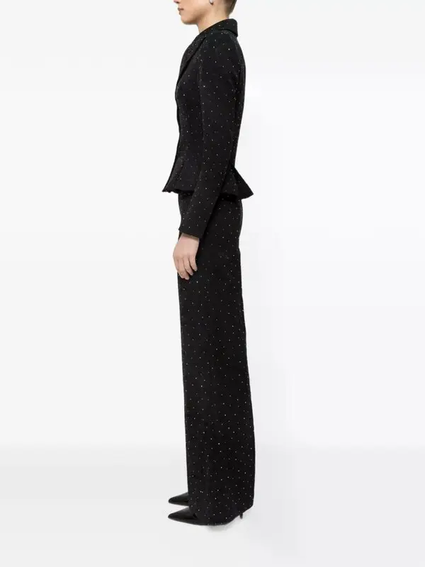 NISSA Embellished Wide-leg Trousers - Black