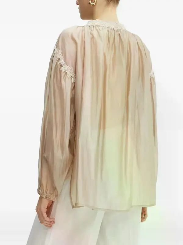 ERMANNO FIRENZE Lace-trimmed Tie-neck Top
