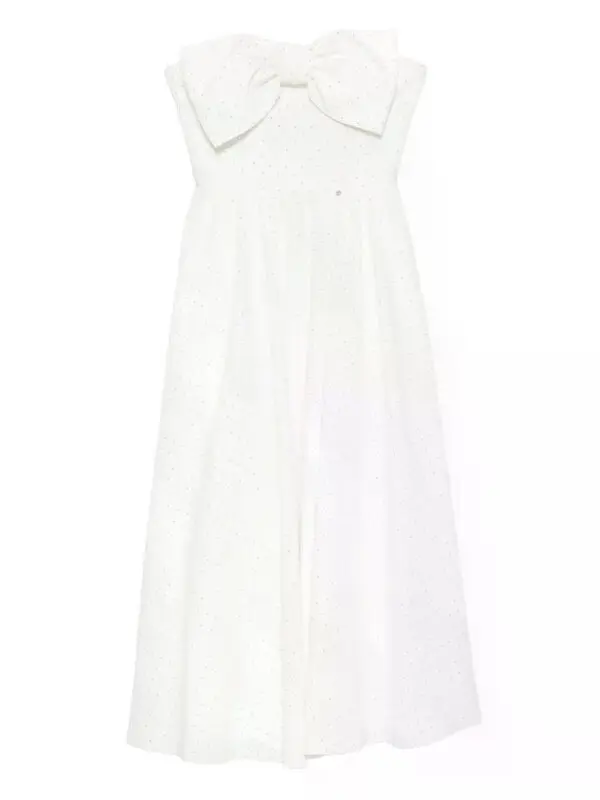 NISSA Bow-detailed Strapless Midi Dress