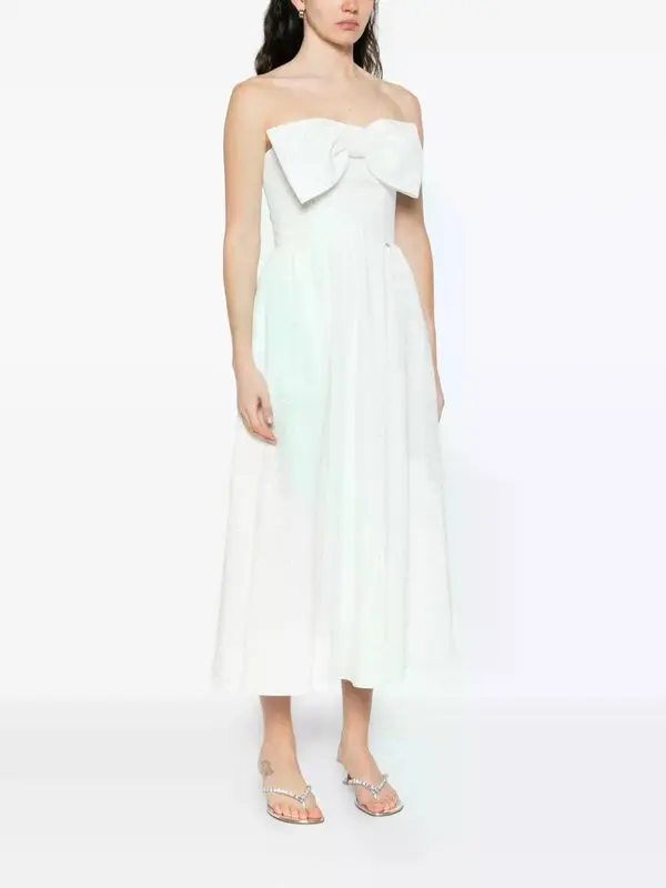 NISSA Bow-detailed Strapless Midi Dress