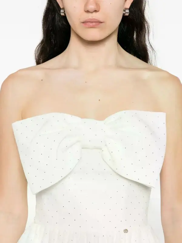NISSA Bow-detailed Strapless Midi Dress