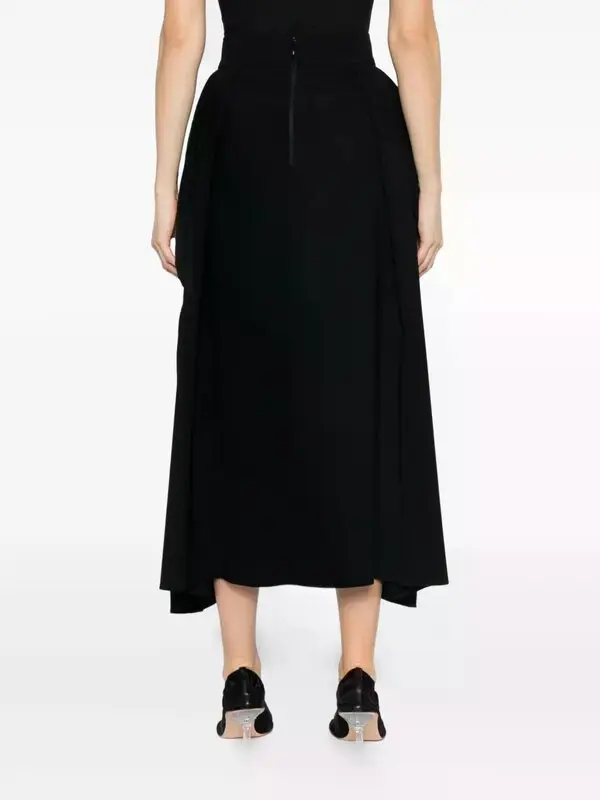 NISSA Pleated Asymmetric Midi Skirt