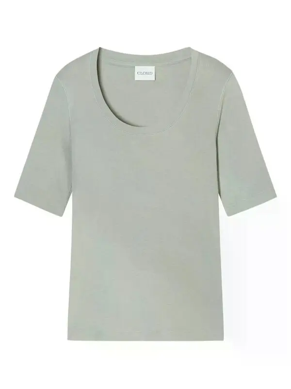Closed Wide-neck Short-sleeve T-shirt