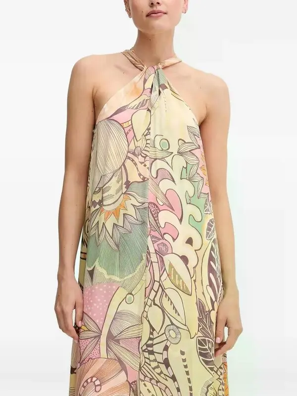 SANDRO FERRONE Floral-print Halter-neck Maxi Dress - Neutrals