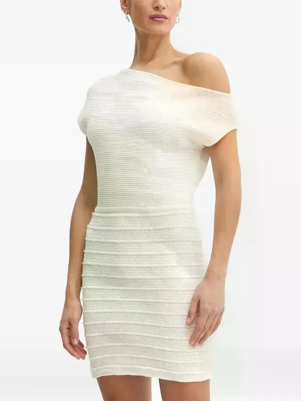 white knit off the shoulder dress Cream Knit Off Shoulder Mini Maple Dress XL