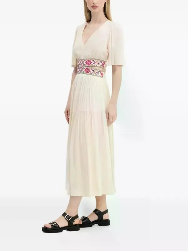 Desigual Embroidered-strap Tiered Maxi Dress