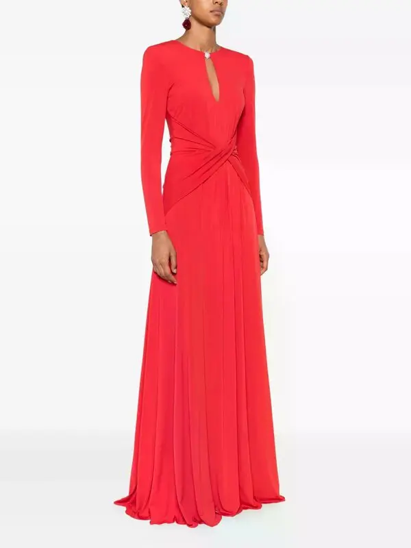 NISSA Crystal Embellished Maxi Dress - Red