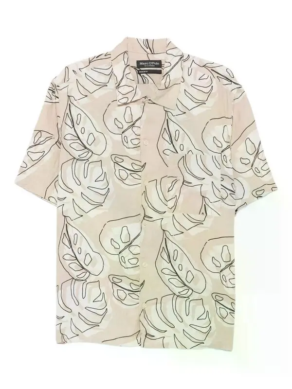 Marc O'polo Leaf-print Button-fastening Shirt - Neutrals