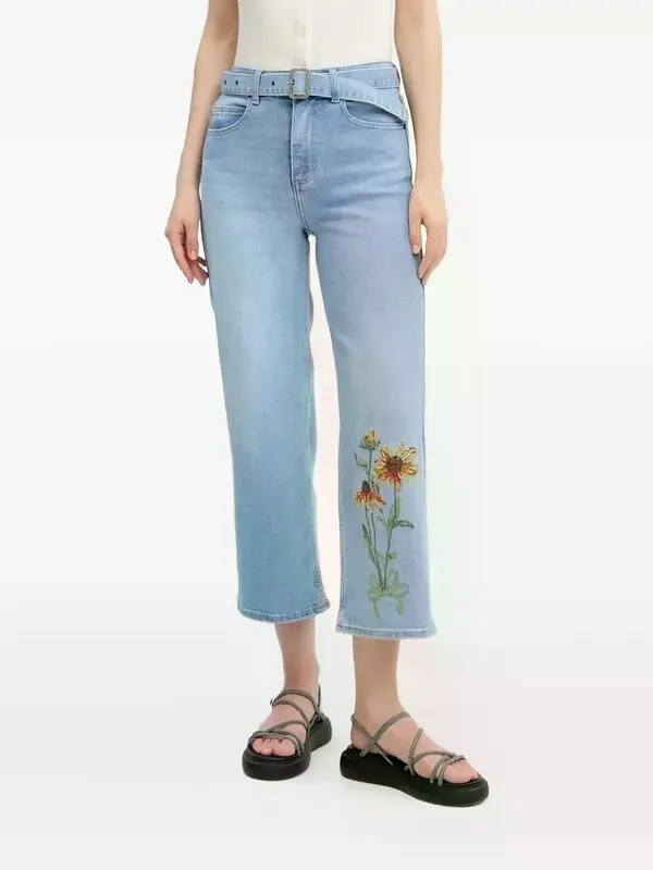 Desigual Embroidered Cropped Jeans