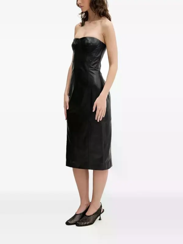 IRO PARIS Betti Strapless Leather Bodice Midi Dress