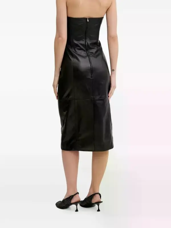 IRO PARIS Betti Strapless Leather Bodice Midi Dress