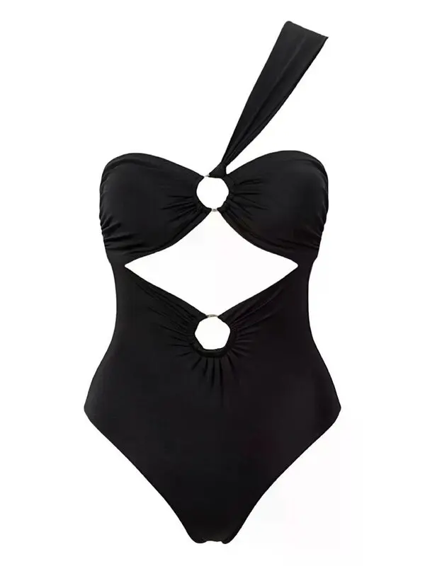 SOFIA ERHAN One-shoulder Ring-detail Swimsuit - Black